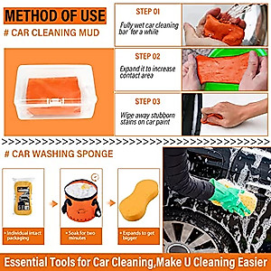 PXVDYQ 19pcs Car Wash Kit,62" Car Wash Brush Mop with Long Handle,Car Cleaning Kit,Car Detailing Brush Set,Car Wash Bucket with Dirt Trap, Complete Car Cleaning Supplies,Orange