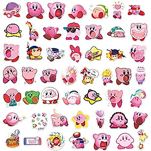 100Pcs Cute Cortoon Game Kirby Stickers Cartoon Kirby Star Sticker for Water Bottle Vinyl Waterproof Stickers for Kids Teens Adults Laptop Skateboard (Kirb)