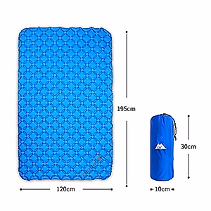 MasterTool Ultralight Double Sleeping Pad for Camping, Portable Waterproof Camping Pad, Inflatable Comfort Camping Mattress 2 Person, Ripstop Sleeping mat for Backpacking (Blue)