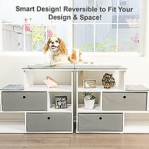 PetFusion Pet Step Window Perch Bookshelf w/ Storage Baskets |28” Tall Dog & Cat Perch, 8” Stair Height |Multi-Functional Modern Pet Furniture w/ Carpeted Step Pads & 1” Thick Premium Foam Perch Pad