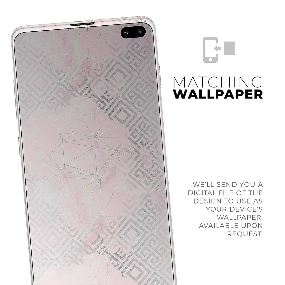 DesignSkinz Karamfila Silver & Pink Marble V12 Protective Vinyl Decal Wrap Skin Cover Compatible with The Samsung Galaxy S20 (Screen Trim & Back Glass Skin)