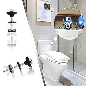 Universal Toilet Tank to Bowl Bolts Kit, Heavy Duty Toilet Bolts, Waterproof Stainless and Rubber Washers Gaskets with Extra Long Nut Screw for Fastening (Silver) (2, Short)