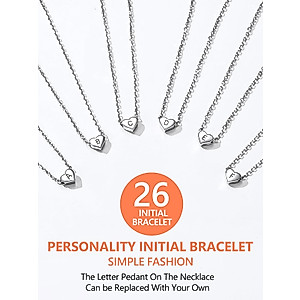 Sterling Silver Heart Letter C Bracelets Silver Initial 18K White Gold Plated Bracelet Initial Charm Dainty Bracelets for Women Jewelry Women Aunt Niece gifts