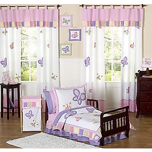 Sweet Jojo Designs Butterfly Girl Fitted Crib Sheet Baby or Toddler Bed Nursery Photo Op - Pink and Purple Floral Flower Garden Kisses