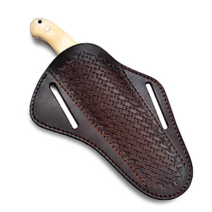 Hercules Knives Custom Leather Sheath Slanted Pancake Tooled Leather Sheath/Camping Knife Sheath/Hunting Knife Sheath 100% Real Laether Cover/Both Side Carry Design