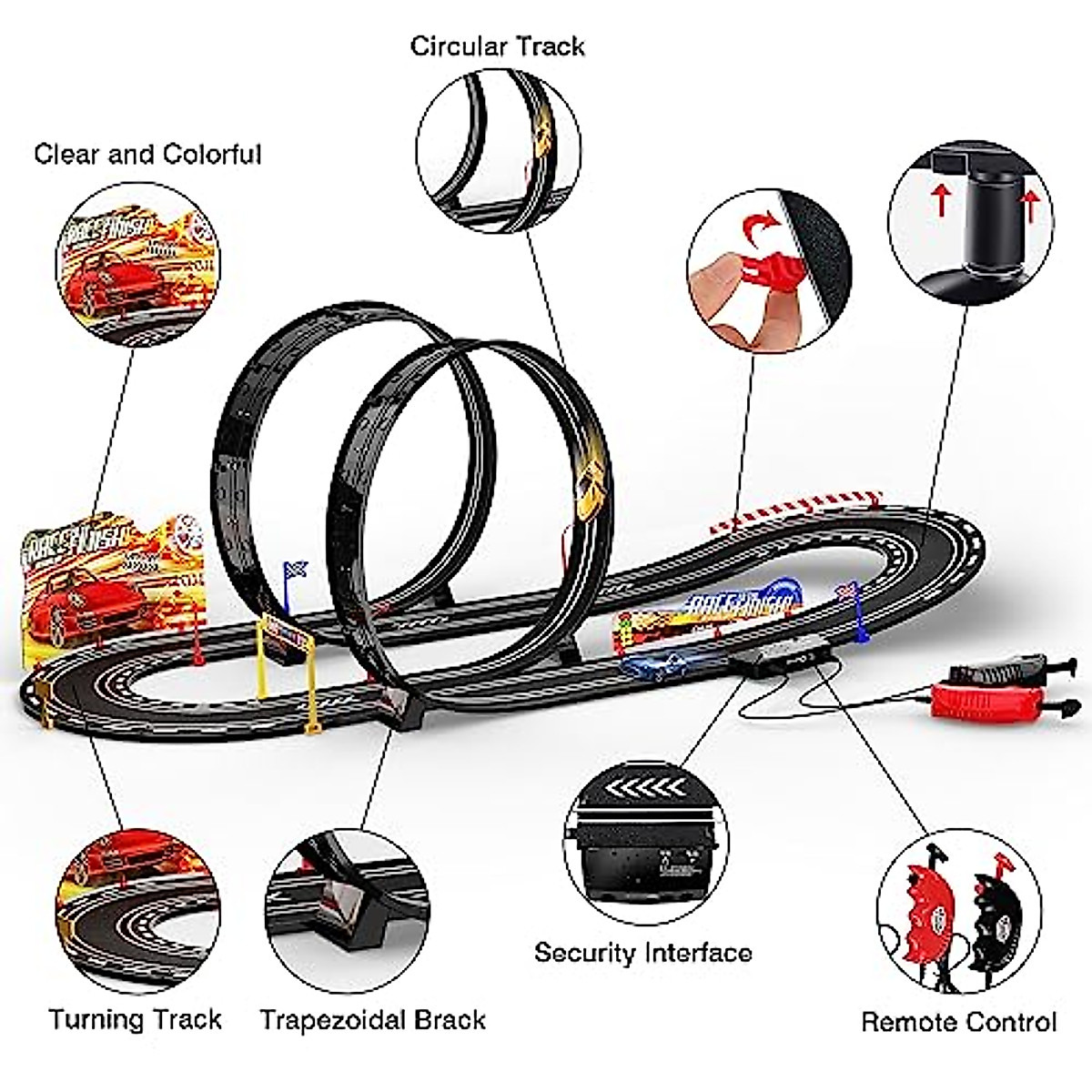 Kids Toy-Electric Powered Slot Car Race Track Set with Dual Racing Game Lap Counter Circular Overpass Track,Boys Toys for 6 7 8-12 Years Old Boy Girl Best Gifts