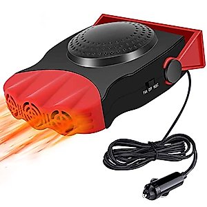 2023 Car Heater Fan, 12V 150W Portable Car Heater 2 in 1 Fast Heating Car Windshield Defrost Defogger Auto Ceramic Heater Fan (Red) 1