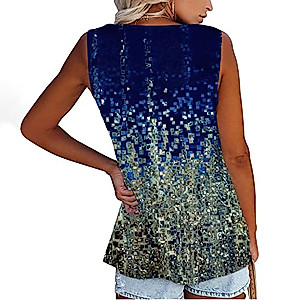 Women's Tank Top Casual Tunic Sleeveless Tops Summer T-Shirt Loose Comfortable Independence Day Printed Shirts Tank Top for Women Sleeveless Tank Tops for Women（3-Blue,4X-Large）
