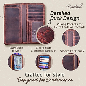 Mallard Duck Wallet - Full-Grain Leather Long Wallets for Men - RFID Blocking Long Bifold Wallet - Mens Leather Wallets w/ 8 Card Slots & Money or Checkbook Sleeve - Great Duck Hunting Gifts for Men