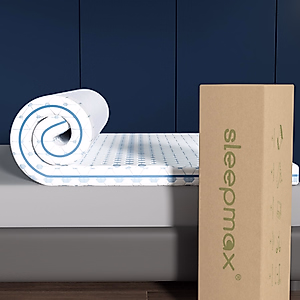 Sleepmax 4 Inch Firm Mattress Topper Queen - Gel Memory Foam Mattress Topper - High Density Foam Mattress Pad for Back Pain, Firm Foam Bed Topper with Removable Cover