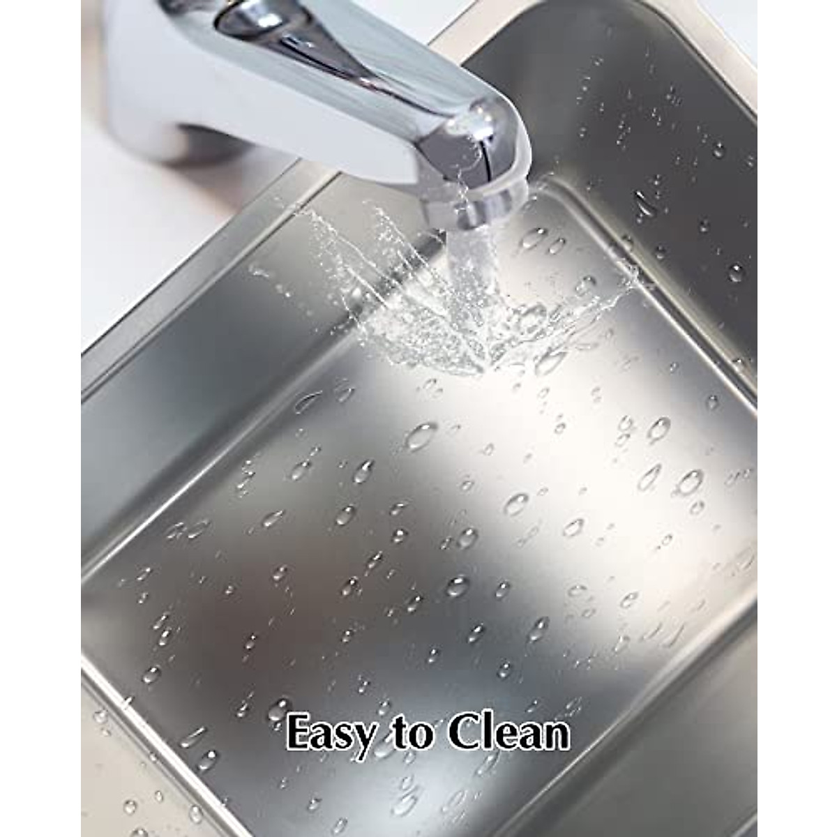 VCEPJH Stainless Steel Litter Box for Cats Metal Litter Pan with High Sides for Odor Control Non Stick Easy to Clean Rustproof (15.7'' x 11.8'' x 5.9'')