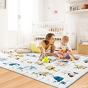 Entserk Baby Play Mat 79" x 71", Large & Thick Baby Mat for Floor, Non-Slip Cushioned Baby Play Mat for Playing, Baby Crawling Mat for Infants, Babies
