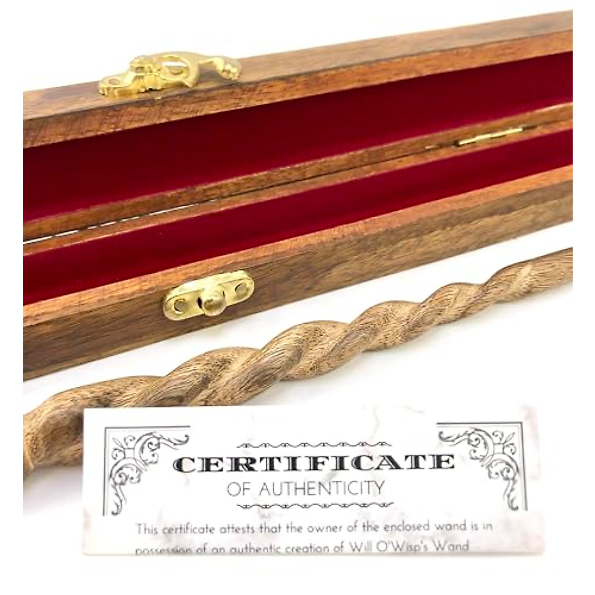 Will O'Wisp's Wand Emporium Witch and Wizard Wand in Real Wooden Display Box Certificate of Authenticity (The Sage)