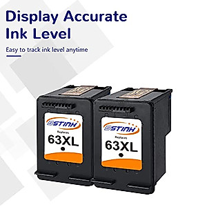 BSTINK Remanufactured Ink Cartridge Replacement for HP 63XL 63 XL Compatible with HP OfficeJet 3830 4650 5255 Envy 4520 4512 4516 Deskjet 1112 3630 3634 3639 3632 2132 Printer,2 Black
