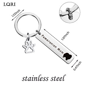 LQRI Pomeranian Pom Jewelry Pomeranian Mom Pomeranian Dad Keychain with Dog Paw Charm Pomeranian Gifts for Pomeranian Owner (Pomeranian mom)