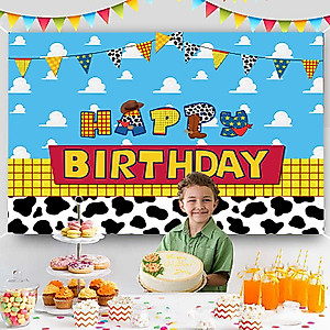 Sakurar SK Catoon Toy Birthday Backdrop Kids Boys Happy Birthday Party Decoration Toy 4th Video Theme Happy Birthday Backdrop 7x5ft (SK-TOY-244)
