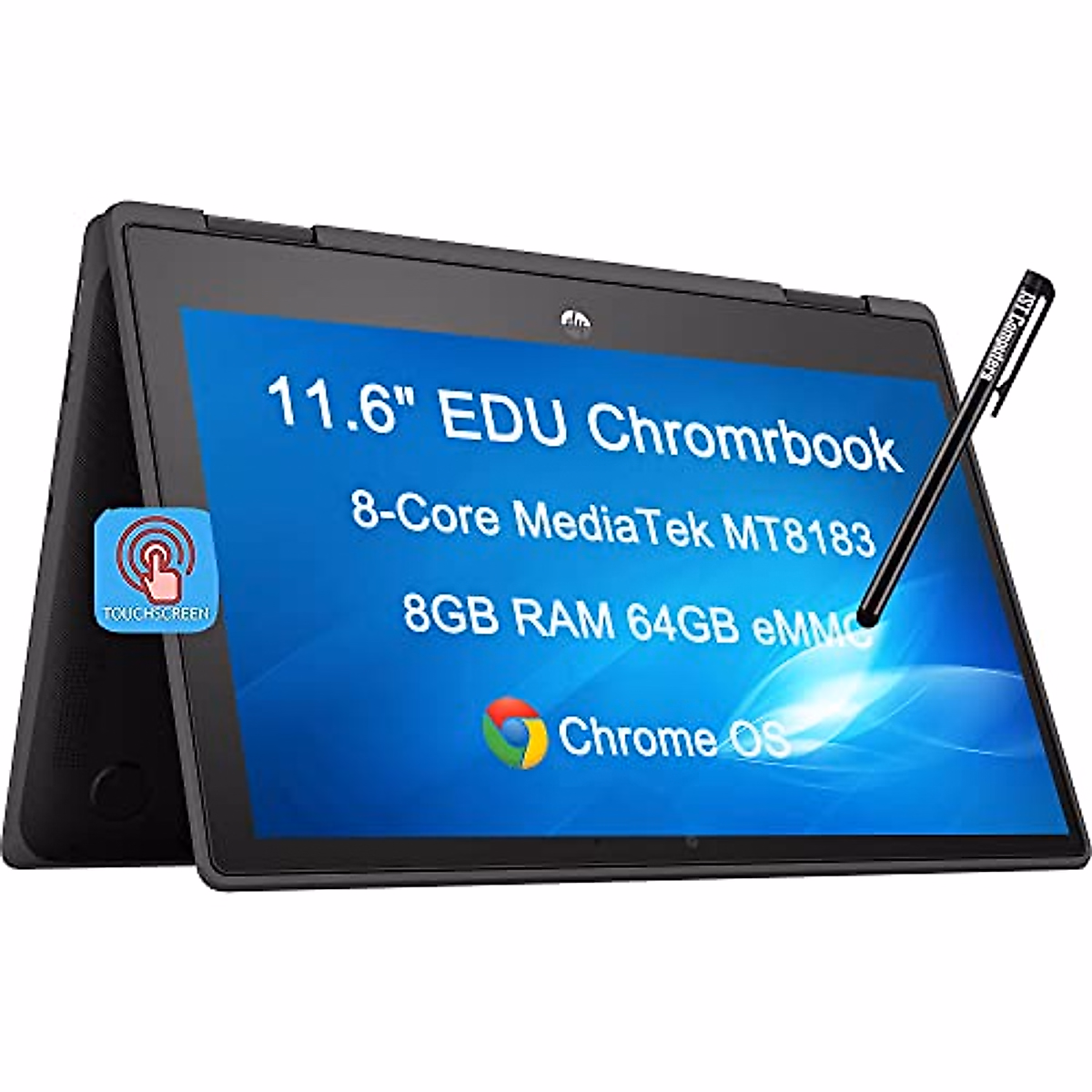 HP Chromebook X360 11 G3 11.6" HD 2-in-1 Touchscreen (8-Core MediaTek MT8183, 8GB RAM, 64GB eMMC, Stylus, Webcam, Wi-Fi, IPS) Flip Convertible Home & Education Laptop, IST Pen, Chrome OS