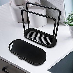 3 in 1 Sponge Holder Sink Caddy, Dish Cloth Hanger + Soap Rack + Sink ，with Drain Pan, for Kitchen Sink or Bathroom Storage,Sponge Brush Soap Dish Dishcloth RackStopper Holder