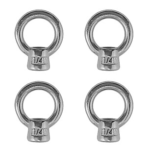 US Stainless 4 Pieces Stainless Steel 316 Lifting Eye Nut 1/4" UNC Marine Grade Pitch of 20