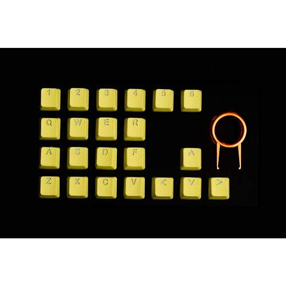 Tai-Hao 22 Key Set TPR Rubber Keycap for Cherry Mx Gaming Keyboards OEM Profile Shine-Through Backlite (Zinc Yellow)