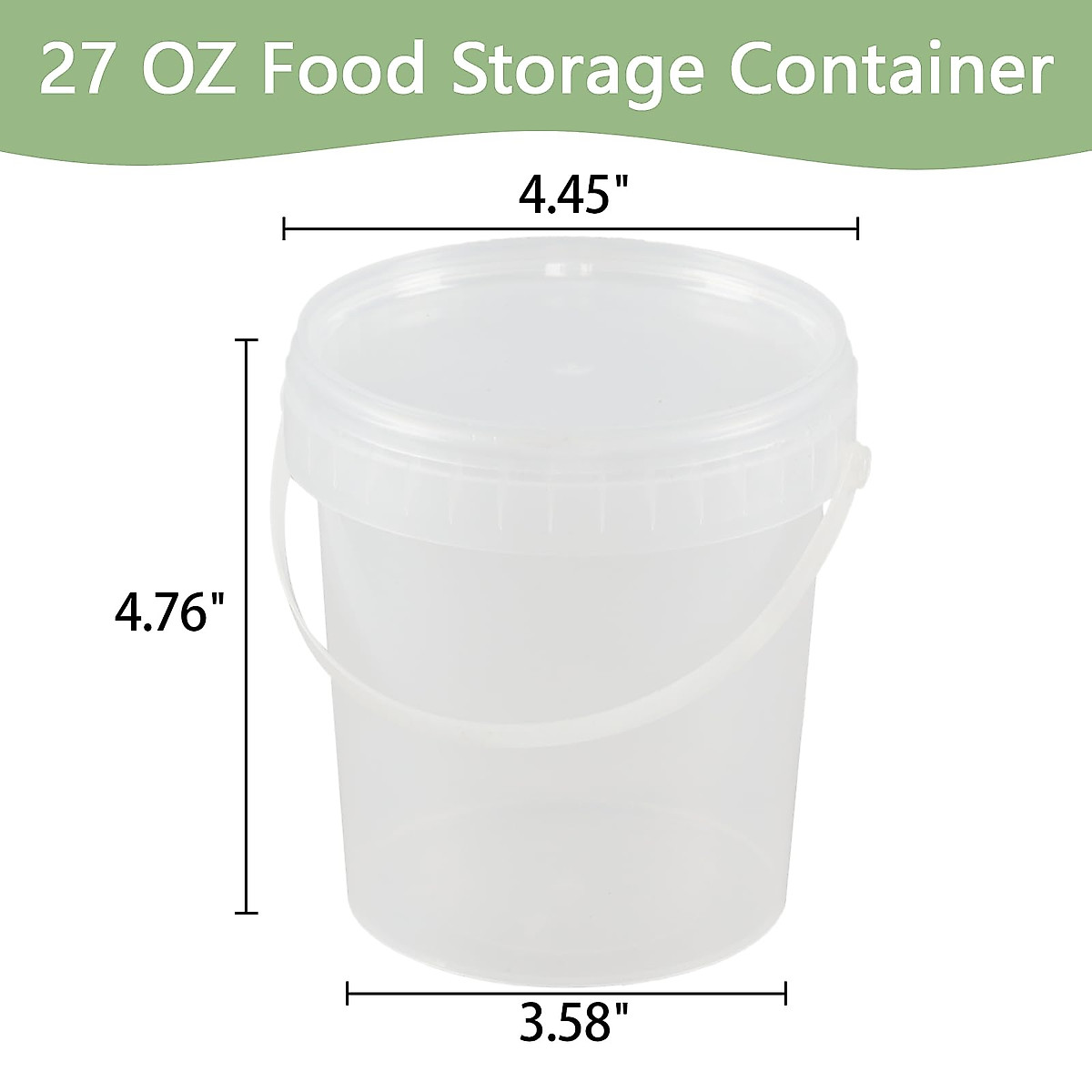 Udotry 20 PCS Round Plastic Ice Cream Bucket, 27 OZ Clear Ice Cream Tub with Lids