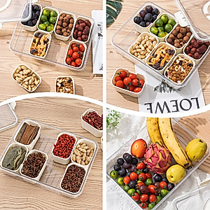 TYigao Divided Serving Tray with Lid and Handle - Portable Snackle Box Charcuterie Container, Clear Snack Platter Organizer for Fruits, Candy, Nuts, Snacks - Ideal for Party, Travel & Picnics