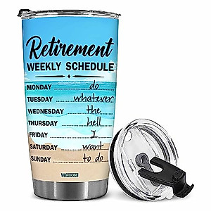WHIDOBE Retirement Gifts - Retirement Weekly Schedule Tumbler for Women, Mom, Grandma, Woman - Retired Calendar Tumbler for Coworkers Family Her, Girl Mothers Day Birthday Christmas 20OZ