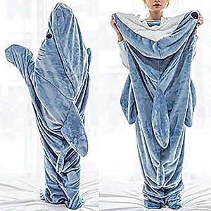 Shark Blanket Super Soft Cozy Flannel Hoodie Shark Sleeping Bag Shark Tail Wearable Fleece Throw Blanket for Adult 2023 New