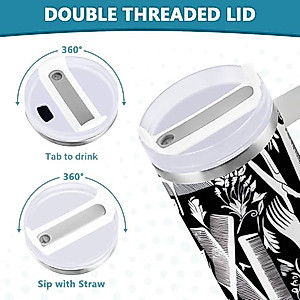 RPLIFE Hairdressing Tools Black 40oz Tumbler with Handle, Stainless Steel Coffee Tumbler, Insulated Water Bottle with Straw