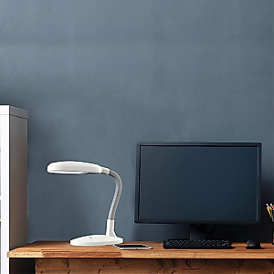 Natural Sunlight Desk Lamp, Great For Reading and Crafting, Adjustable Gooseneck, Home and Office Lamp by Lavish Home, White - 72-0813