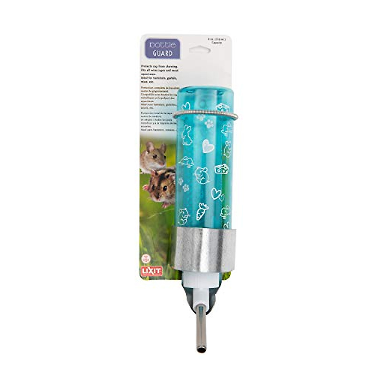 Lixit Wire and Aquarium Cage Water Bottle Chew Guard for Guinea Pigs, Rats, Rabbits, Ferrets Hamsters and Other Small Animals. (8oz with Bottle)