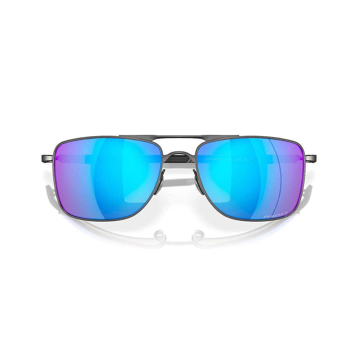 Oakley Men's OO4124 Gauge 8 Rectangular Sunglasses, Matte Gunmetal/Prizm Sapphire Iridium Polarized, 62 mm