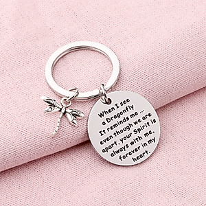 PENQI Dragonfly Jewelry Dragonfly Memorial Gift When I See a Dragonfly It Reminds Me Your Spirit Is Always With Me Keychain Loss of Loved One Gift (Dragonfly Keychain)