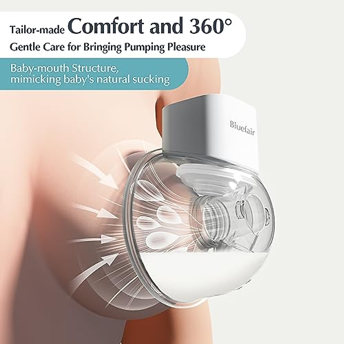 Bluefair Breast Pump, Wearable Breast Pump, Breast Pump Hands-Free, Wearable Pumps for Breastfeeding, 3 Modes & 12 Levels, Smart Display, Memory and Anytime Pause function-24mm, 2 Pack(White)