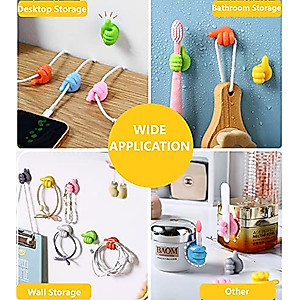 Aunnow Thumbs Up Wall Hook-20 Pcs Silicone Toothbrush Holder Self Adhesive Hooks for Cable Clips,Shower Razor Holder for Wall Sticky Hooks for Kitchen Bathroom Home Office Storage