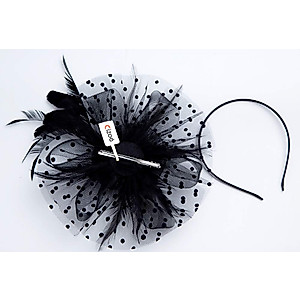 Cizoe Fascinators Hat for Women Tea Party Hat Kentucky Derby Wedding Flower Cocktail Mesh Feathers Headpiece(1-a-Black)