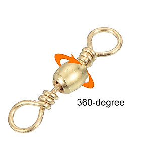 PATIKIL Fishing Barrel Swivel, 100Pcs 33lb Carbon Steel Solid Ring Terminal Tackle, Golden