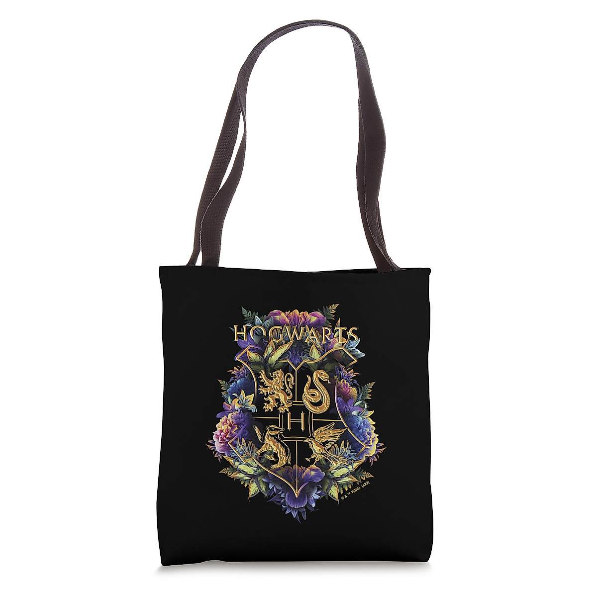 Harry Potter Hogwarts Floral Shield Crest Logo Tote Bag