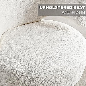 Tabaray Round Swivel Chair,Modern Accent Chair,Comfy Barrel Chair,Fuzzy Teddy Upholstered Armchair for Living Room,Bedroom,Office,Waiting Room (White)
