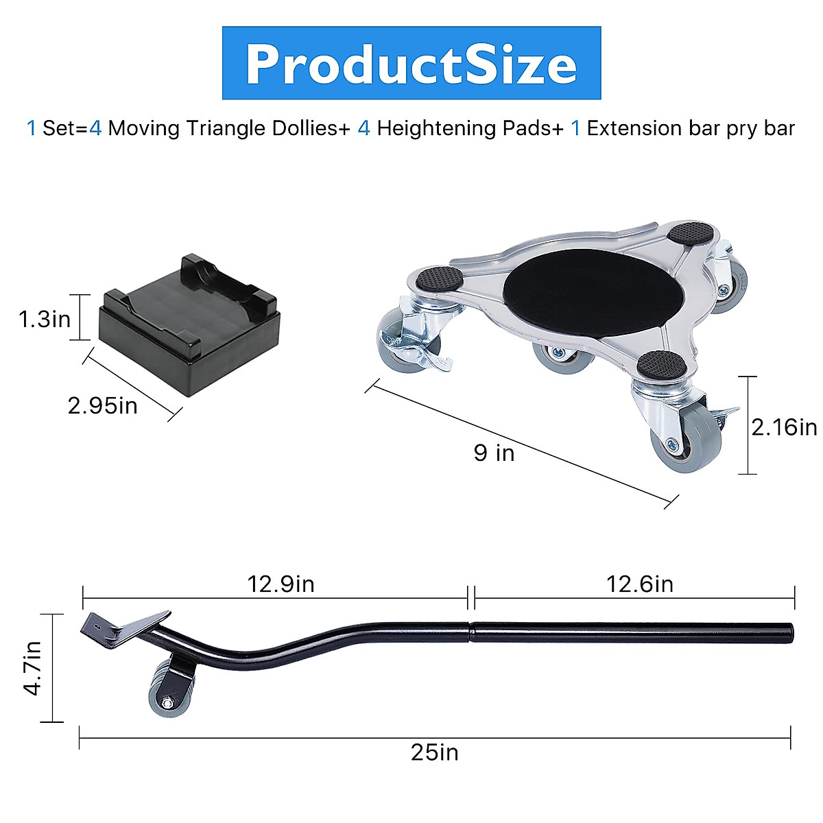 Furniture Movers with Wheels - Set of 9 Heavy Duty Furniture Lifter Tool with 1800 lbs Load Capacity, Easy Sliders Dolly for Moving Appliances, Sofa, Tables, Refrigerators, Cabinet, and Piano etc