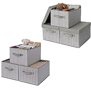 GRANNY SAYS Bundle of 3-Pack Decorative Storage Containers & 3-Pack Clothing Storage Bins with Lids