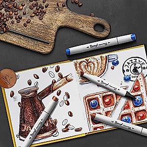 Bianyo Classic Series Alcohol Markers Set, Pack of 72, Dual Tip Bullet & Chisel Art Marker Set, Black Case with a Designable Card for Coloring, Drawing, Sketching, Outlining, Highlighting, Designing