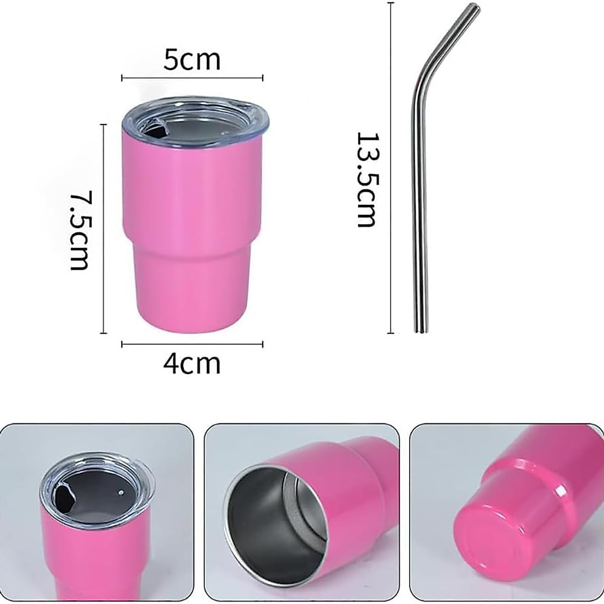 Mini Tumbler Shot Glass with Straw, 2oz Tumbler Shot Glasses, Double Wall Vacuum Sealed Stainless Steel Insulated Slim Tumblers, Mini Travel Coffee Mug,for Champaign,Cocktail,Beer Party (Blue+Purple)