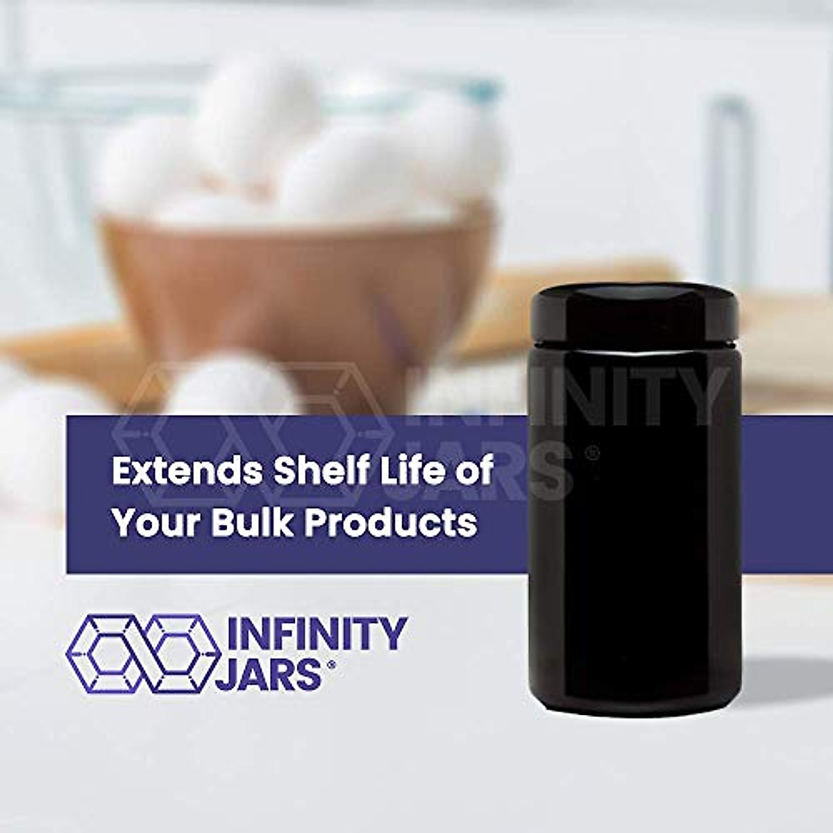 Infinity Jars 500 ml (17 fl oz) Tall Large Black Ultraviolet Glass Wide Mouth Screw Top Jar (1)