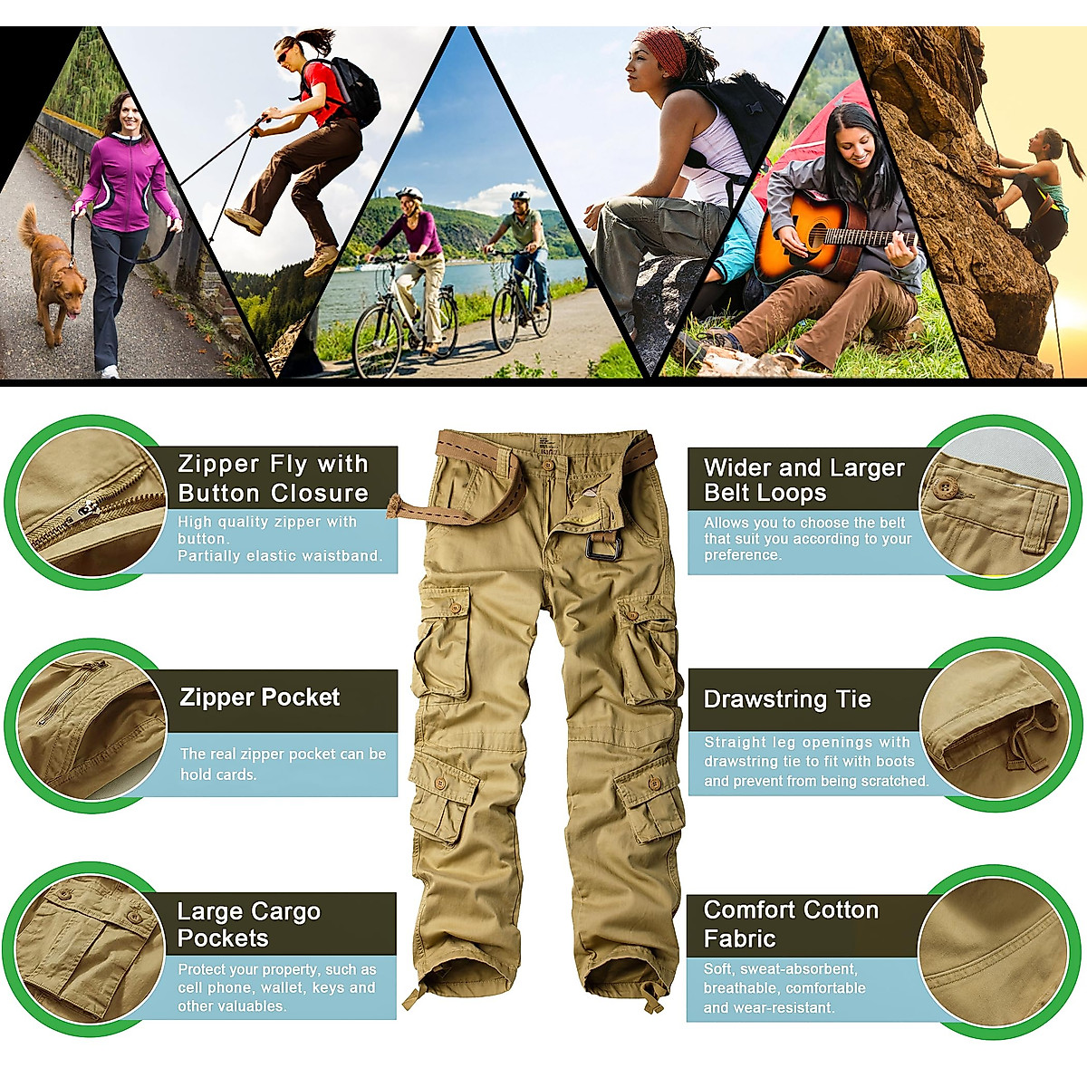 TRGPSG Women's Casual Combat Cargo Pants, Cotton Outdoor Camouflage Military Multi Pockets Work Pants 10