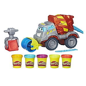 Play-Doh Max The Cement Mixer Toy Construction Truck with 5 Non-Toxic Modeling Compound Colors For 3+ Years, 2-Ounce Cans (Amazon Exclusive)