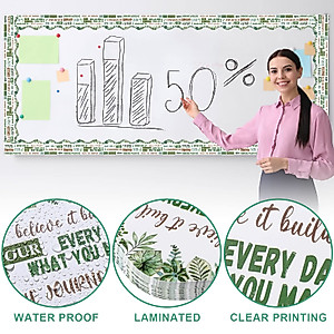 60 Pcs Boho Inspirational Quotes Bulletin Board Border Motivational Bulletin Board Decoration Inspirational Border Paper Scalloped Quote Border for Classroom Office Wall Decors, 12 x 3 Inches