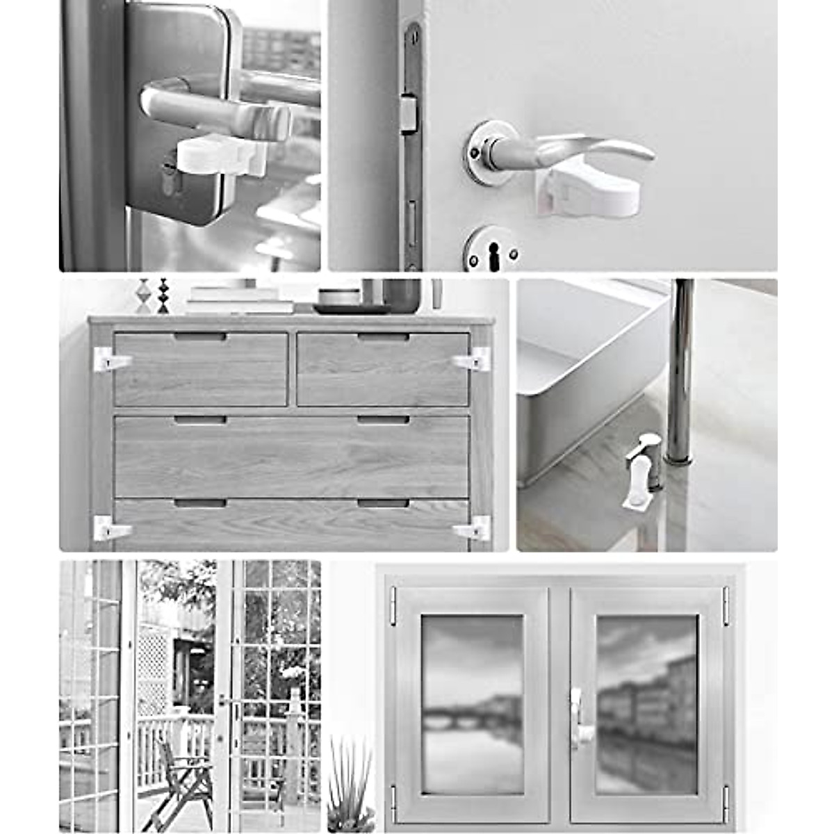 Childproof Door Lever Lock (4 Pack) Prevents Toddlers from Opening Doors. Easy One Hand Operation for Adults. Durable ABS with 3M Adhesive Backing. Simple Install (White)