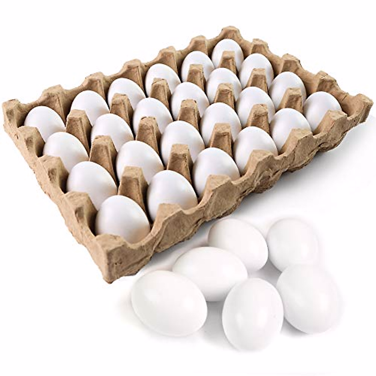 SallyFashion 24 PCS White Wooden Eggs Easter Eggs Fake Eggs for Children DIY Game, Kitchen Craft Adornment, Toy Foods