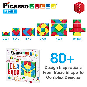 PicassoTiles 1" Infinite Magnetic Puzzle Game Magic Pixy Cube Puzzles Brain Teaser Set w/Free Ideabook Kids Toy Magnet Pattern Block Matching Card Challenge Toys Inspiration STEM Learning PTC16